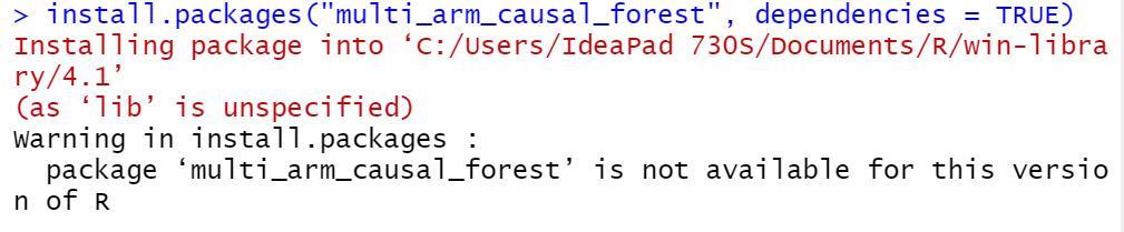 Multi_arm_causal_forest installation problem · Issue #1065 · grf-labs/grf · GitHub