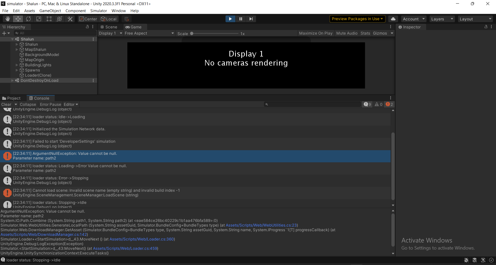 ArgumentNullException: Value cannot be null. · Issue #1640 · lgsvl/simulator · GitHub