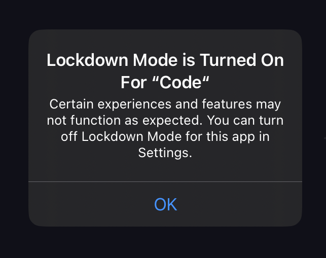 Editor Not Ready - iPad Lockdown Mode · Issue #895 · thebaselab/codeapp · GitHub