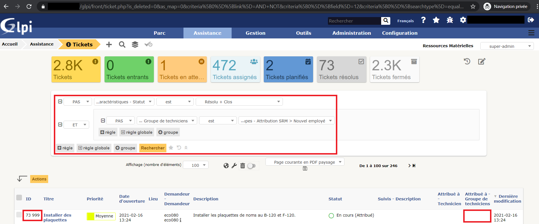 AND NOT condition fails to evaluate correctly · Issue #8671 · glpi-project/glpi · GitHub