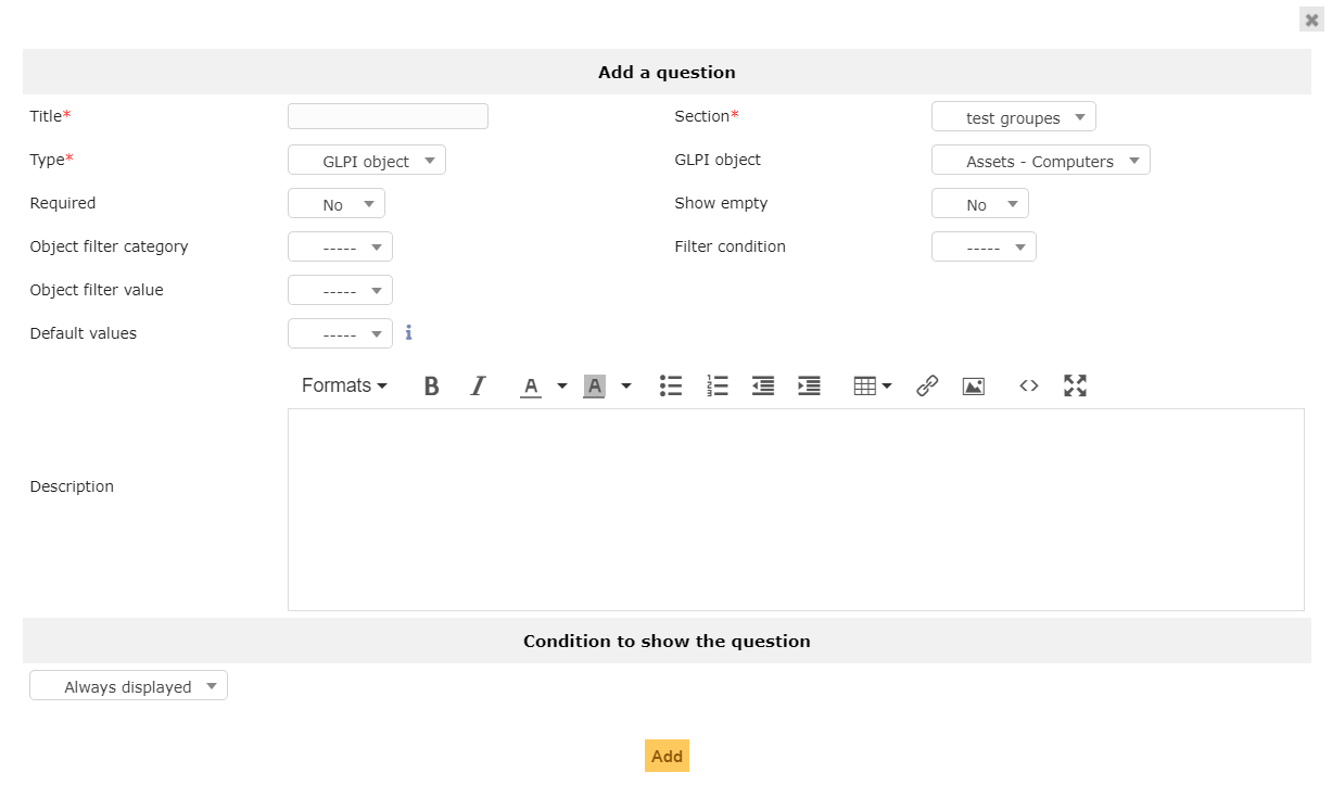 Filter GLPI objects · Issue #1224 · pluginsGLPI/formcreator · GitHub