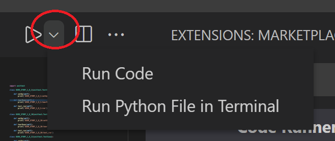 In VS code at the time of running python script , code runner button ...