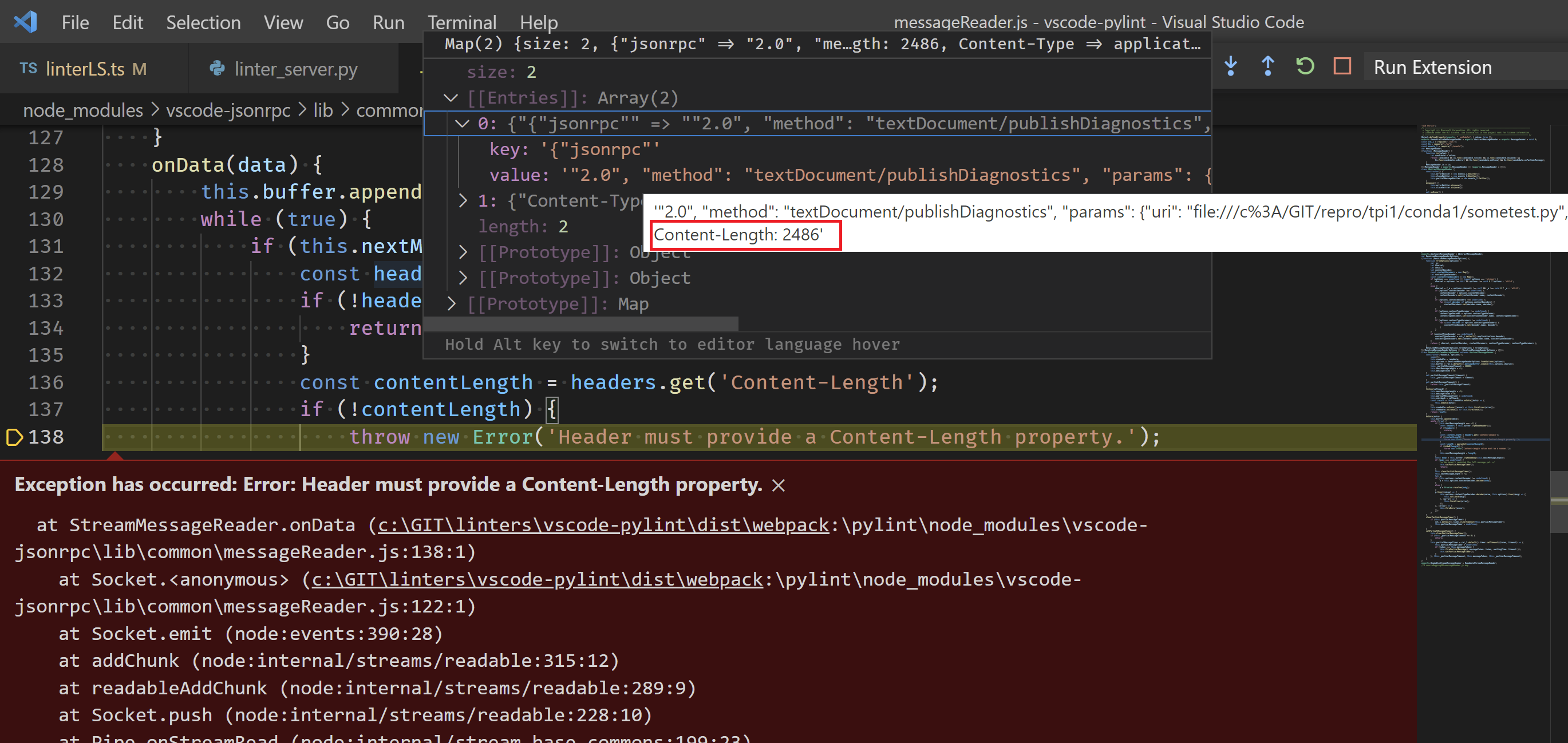 "Header must provide a Content-Length property" error when there is ...