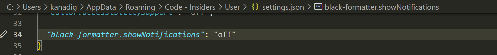 "black-formatter.showNotifications" is unavailable · Issue #292 · microsoft/vscode-black ...