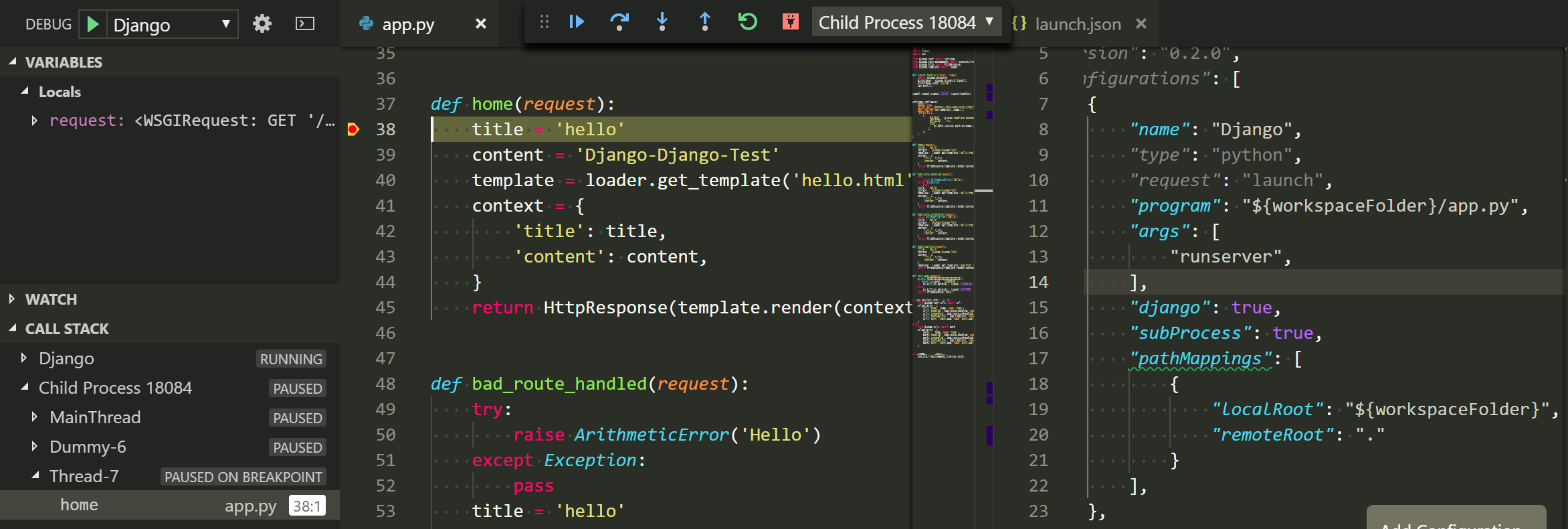 Debugging Django Without Noreload Does Not Work · Issue 1241 · Microsoftptvsd · Github
