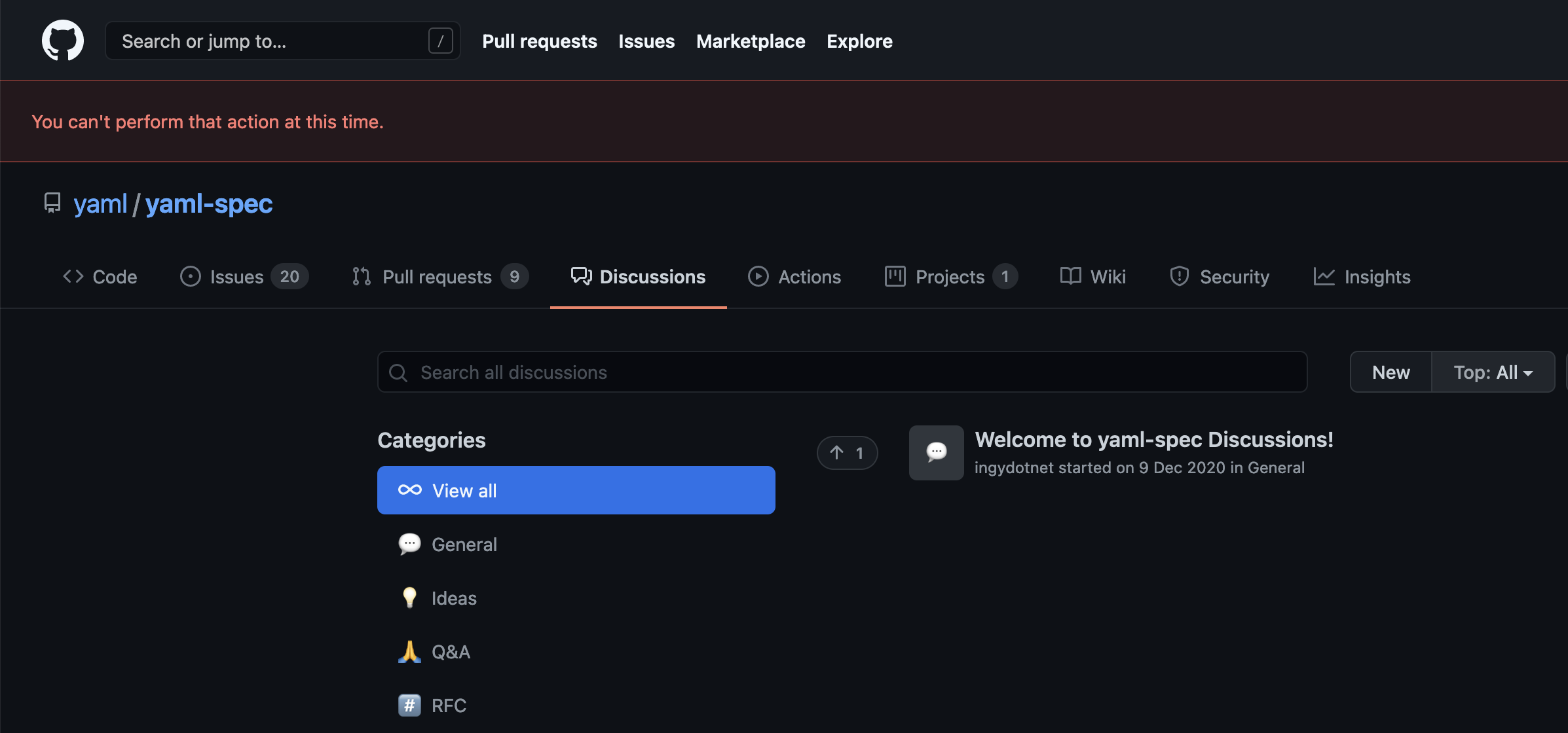 [meta] Cannot start a new discussion on GitHub · Issue #111 · yaml/yaml-spec · GitHub