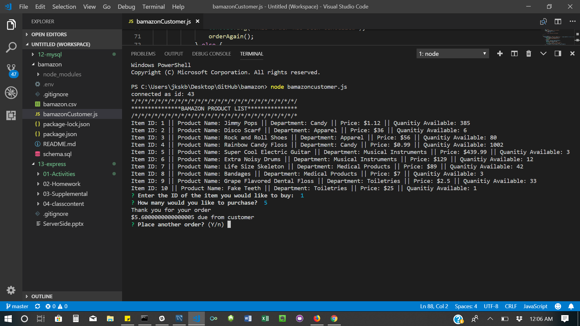 GitHub - jkskb/bamazon