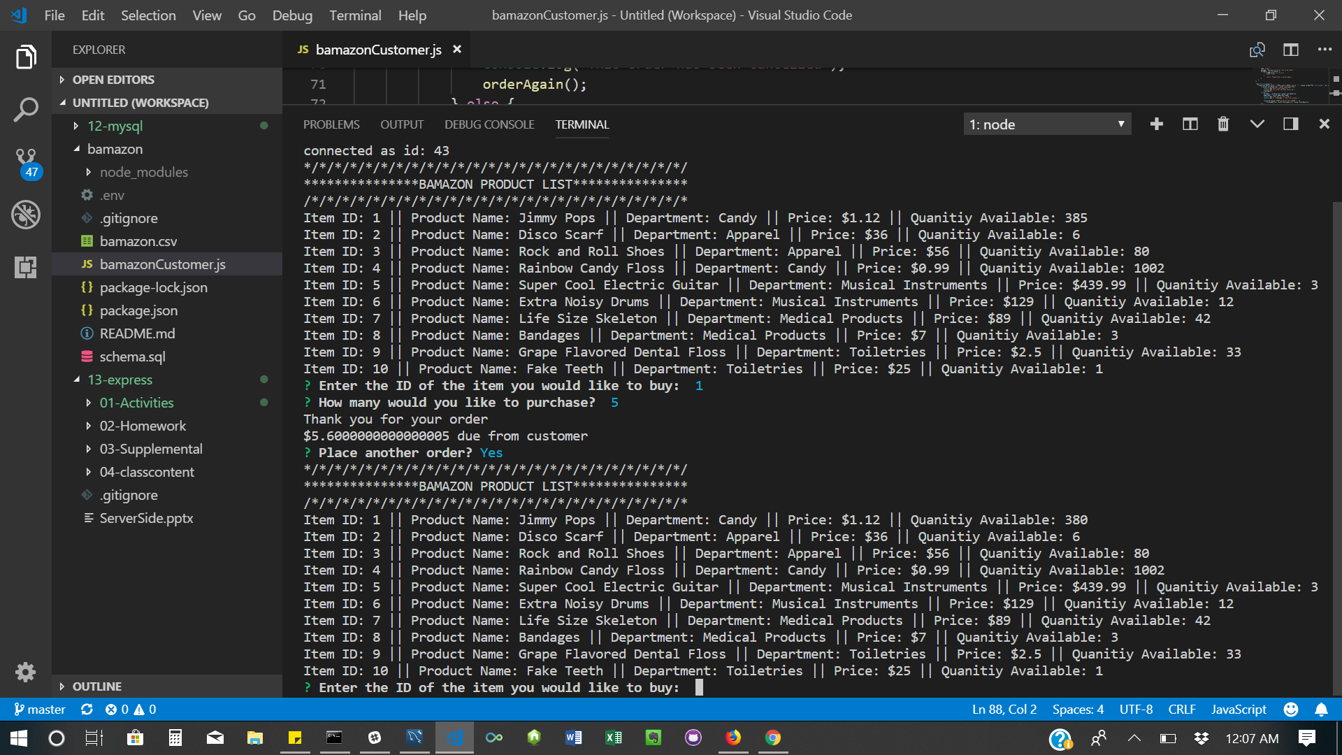GitHub - jkskb/bamazon
