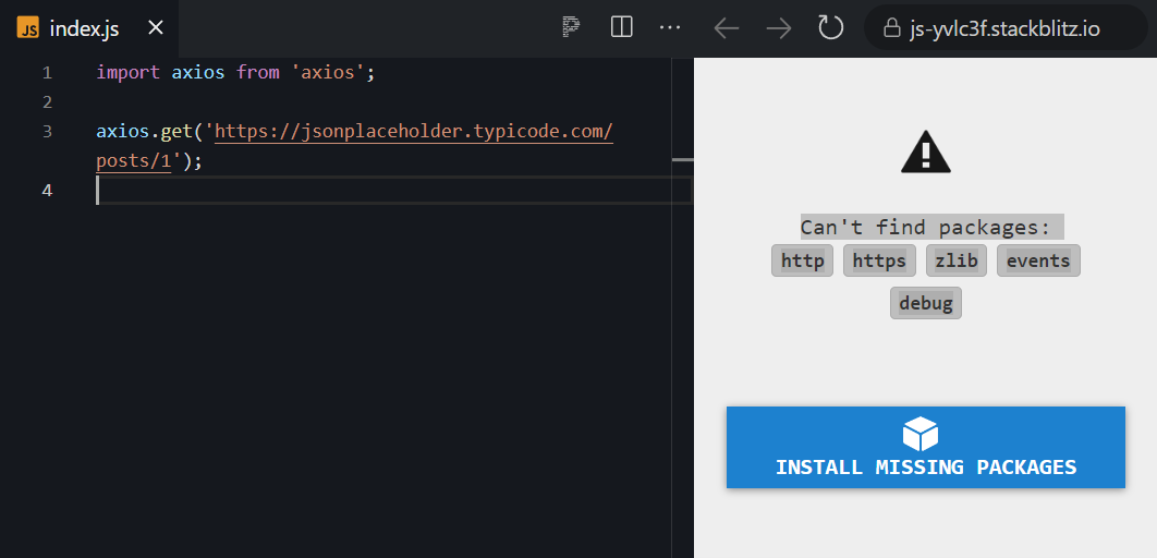 Installing Axios as a dependency seems to fail for any version from v.1.x. · Issue #2463 ...