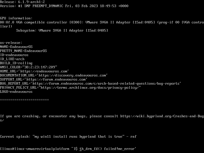 Can't start hyprland with "th_drm_fd() failed!" · Issue #1506 · hyprwm/Hyprland · GitHub