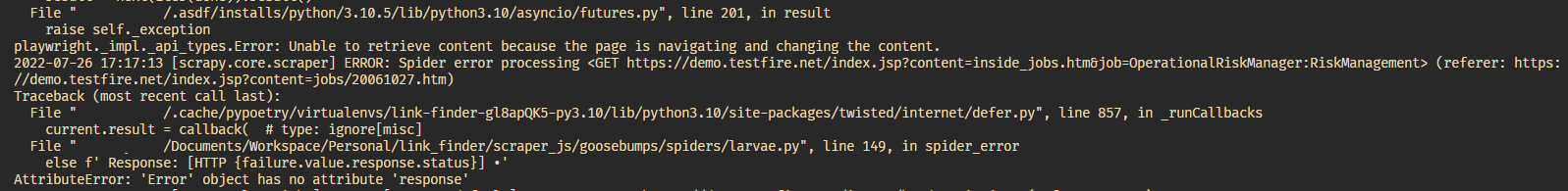 [Question]: How to handle `playwright._impl._api_types.Error: Unable to retrieve content because ...