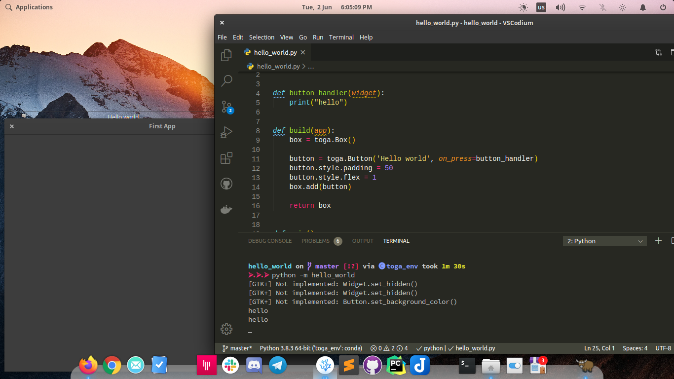 🐞: Toga's HelloWorld renders incorrectly on elemetnary OS · Issue #933 · beeware/toga · GitHub