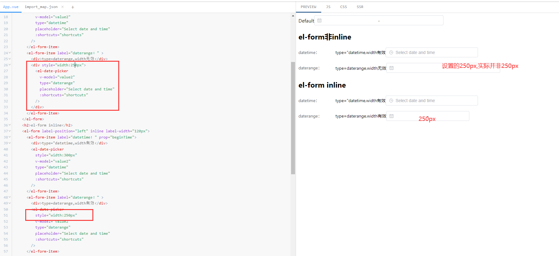 [Component] el-form 非inline 下 el-date-picker type=daterange时 无法设置width · Issue #9436 · element ...
