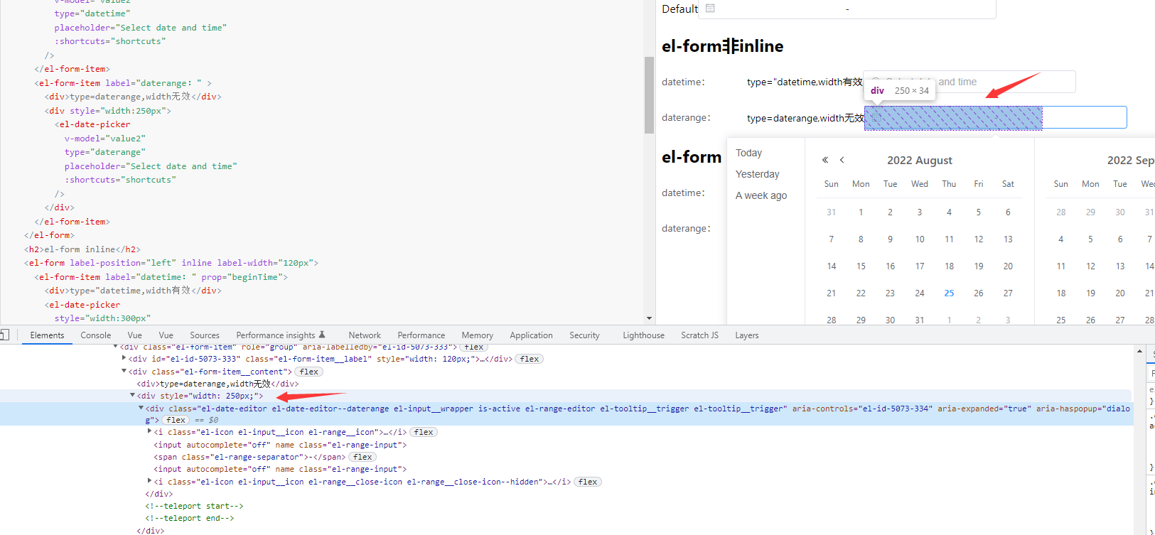 [Component] el-form 非inline 下 el-date-picker type=daterange时 无法设置width · Issue #9436 · element ...