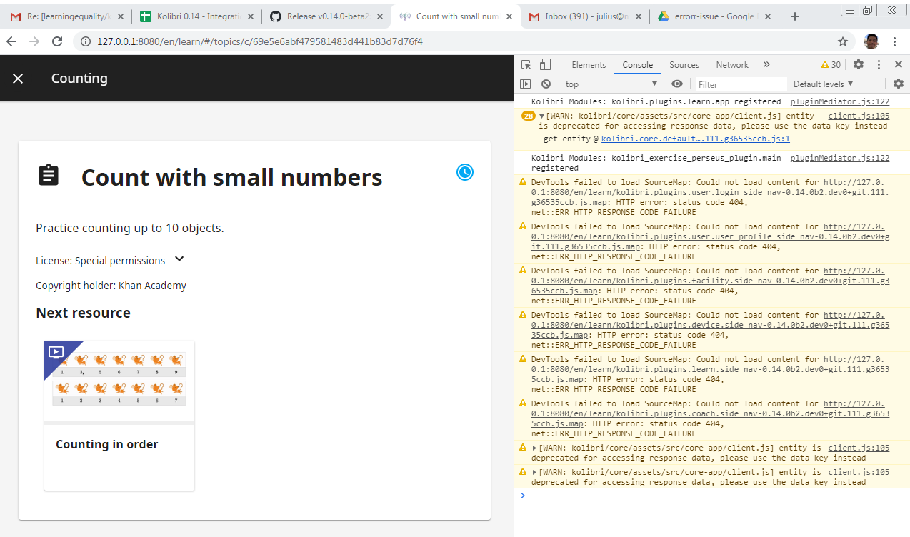 No display of exercises · Issue #7101 · learningequality/kolibri · GitHub