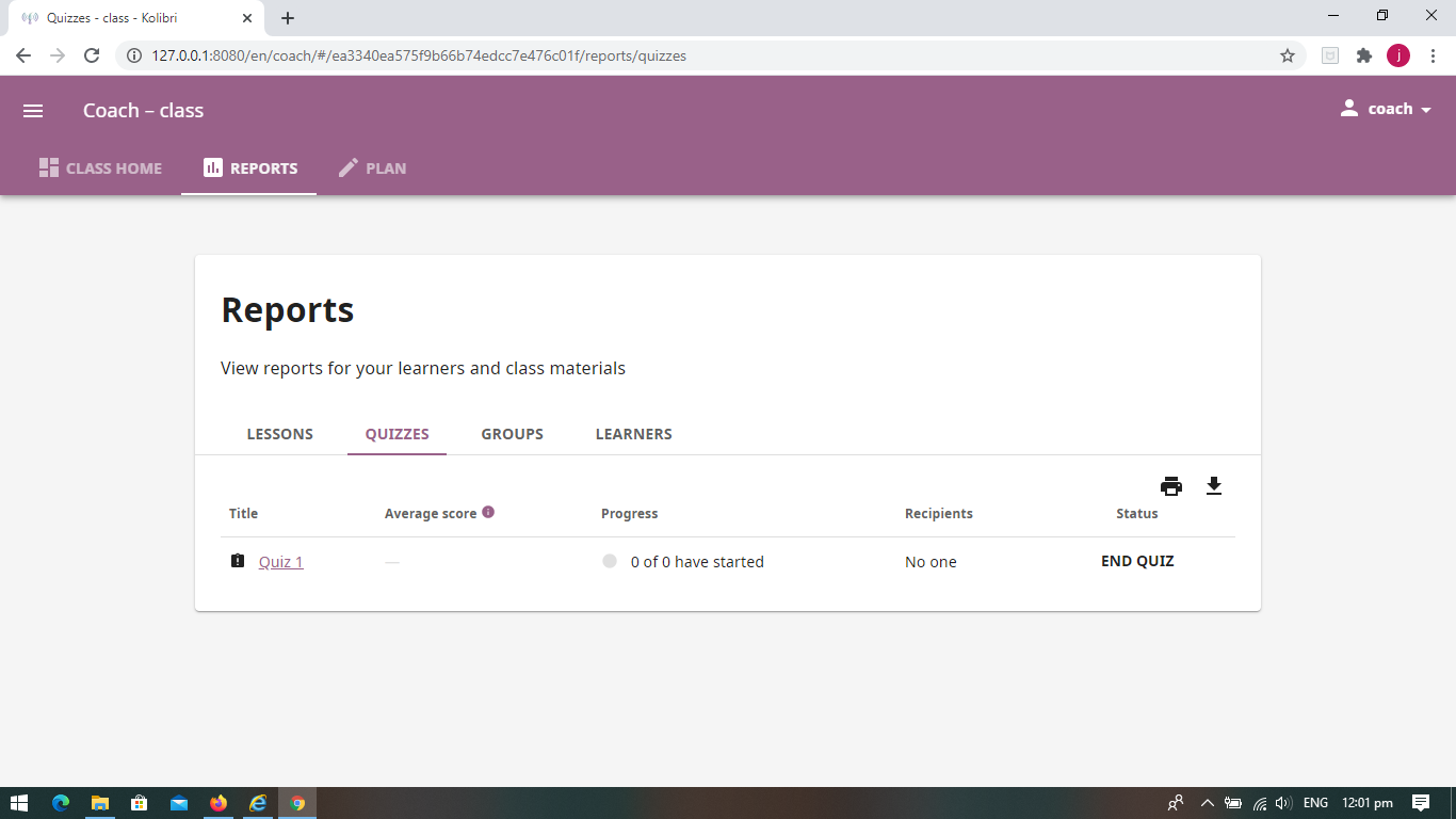No learner's progress in lessons and quizzies report page · Issue #7200 ...