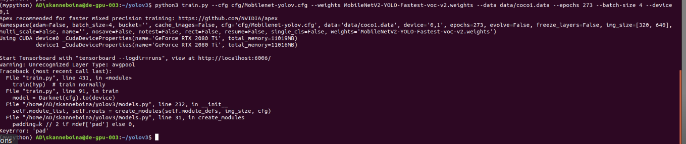 Keyerror Pad · Issue 1797 · Ultralyticsyolov3 · Github