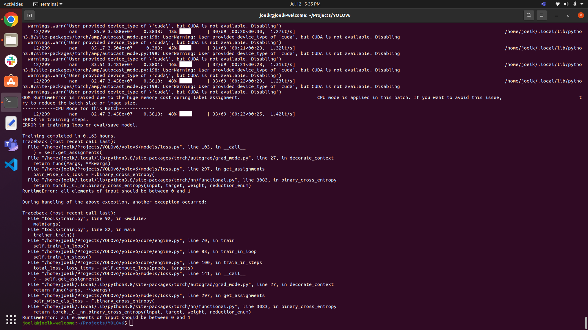 RuntimeError: all elements of input should be between 0 and 1 · Issue #312 · meituan/YOLOv6 · GitHub