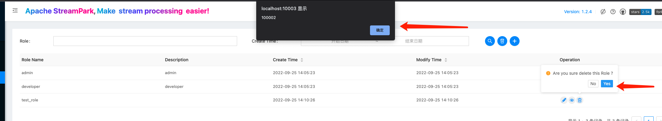 [Feature] Remove the redundancy alert when delete the role · Issue #1680 · apache/streampark ...