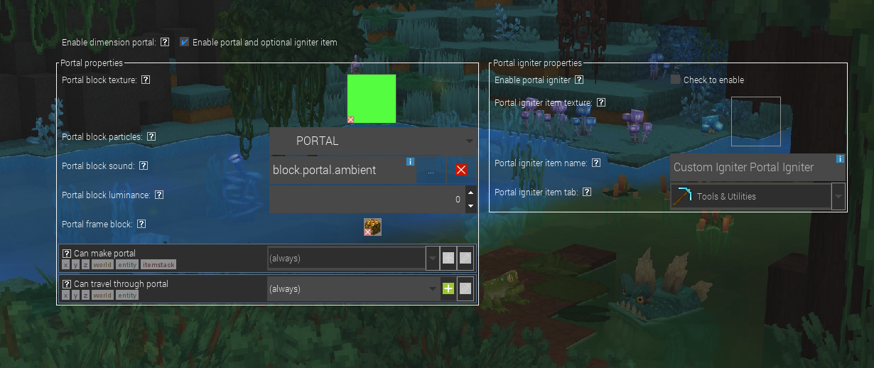 Disabling dimension's igniter when the portal is enabled still generate the RegistryObject ...