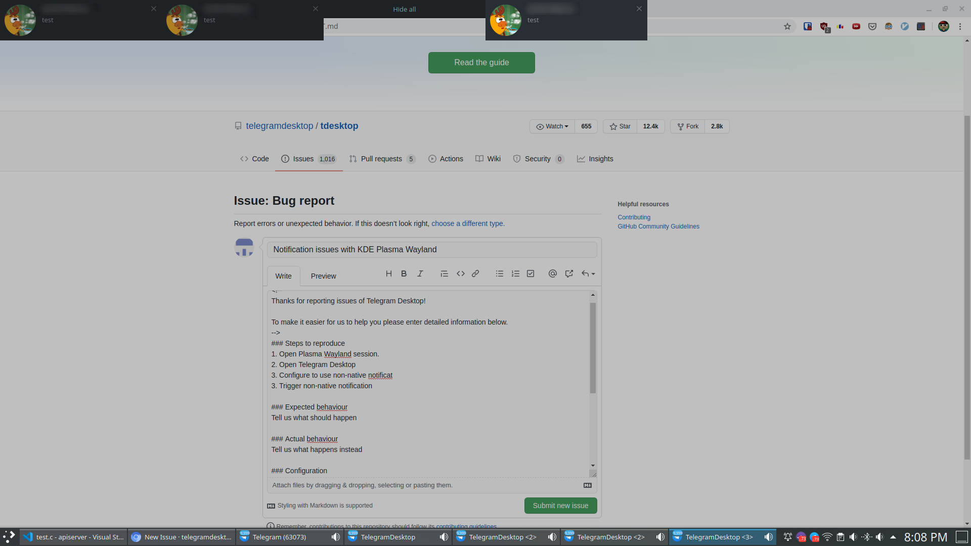 Notification issues with KDE Plasma Wayland · Issue #8088 · telegramdesktop/tdesktop · GitHub
