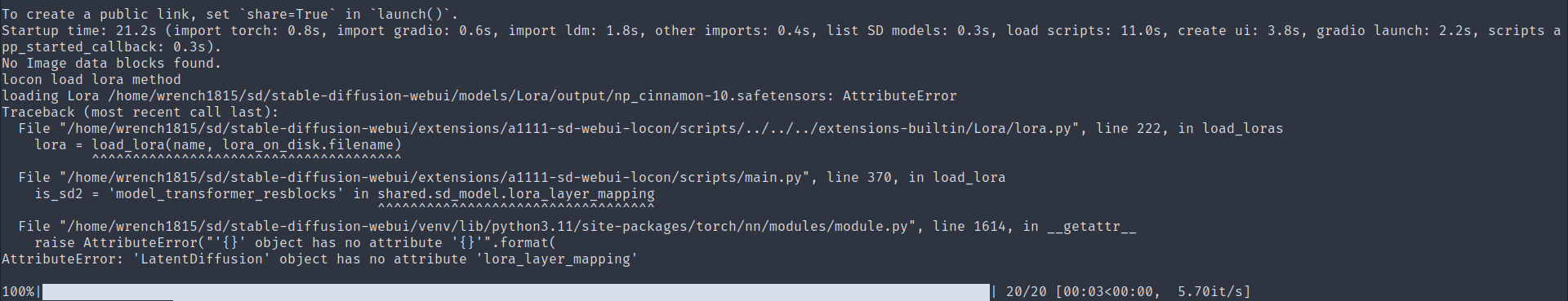 Im Getting Attributeerror Latentdiffusion Object Has No Attribute Loralayermapping Error 3743