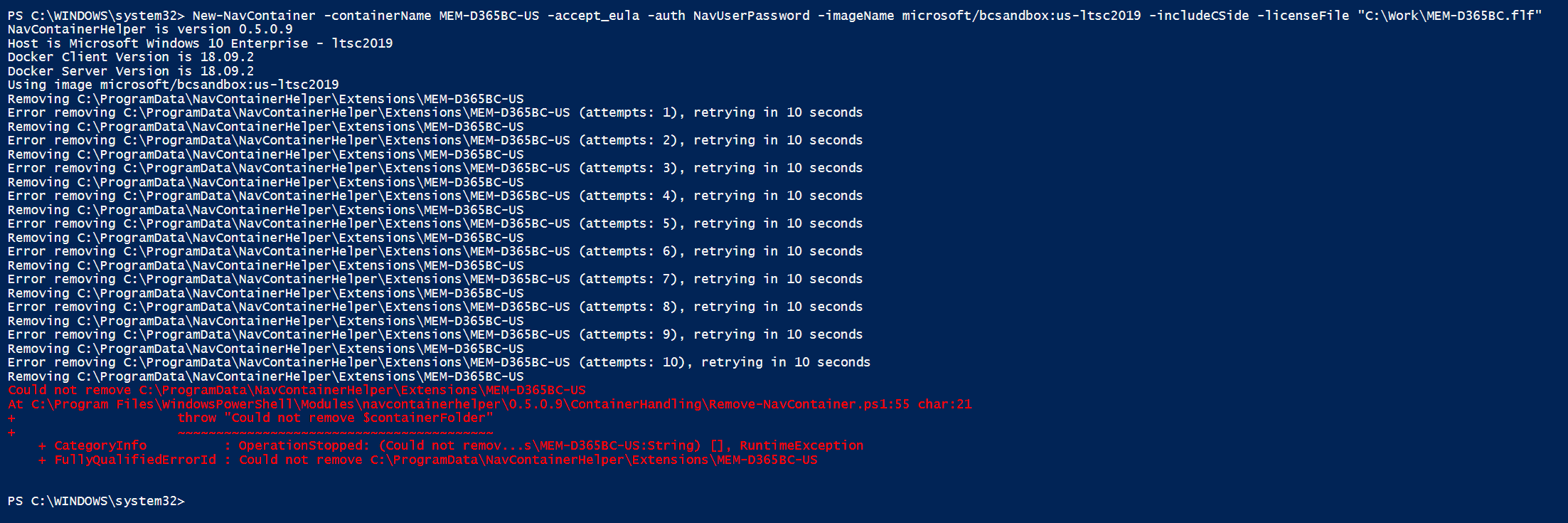 Issue Creating New Container · Issue 370 · Microsoft Navcontainerhelper · Github