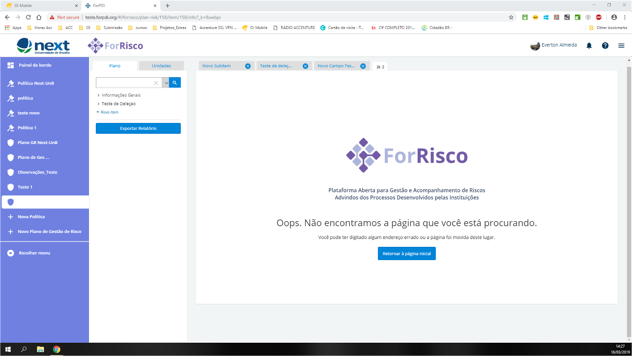 Erro ao deletar um item do plano de riscos · Issue #155 · forpdi/plataforma-for · GitHub