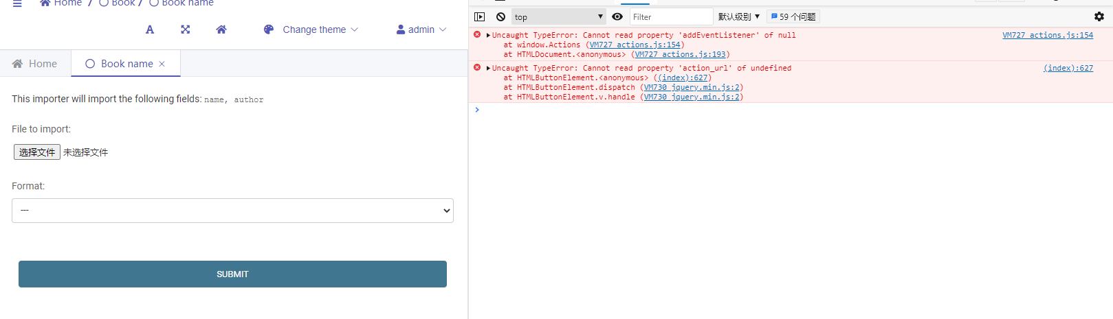 django-import-export 导入数据时js控制台报错 · Issue #370 · newpanjing/simpleui · GitHub