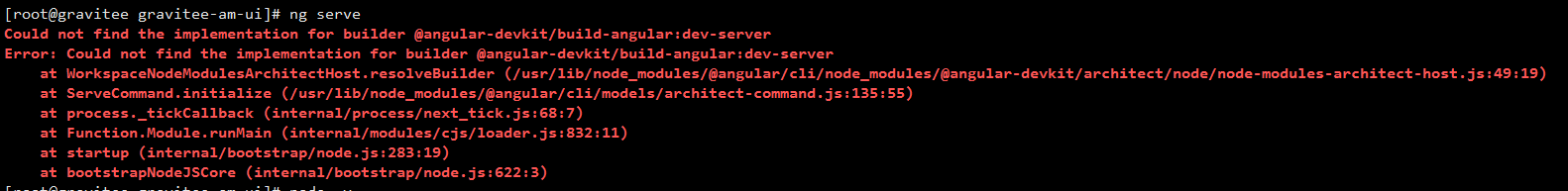Help me out what is the issue :: Could not find the implementation for builder @angular-devkit ...