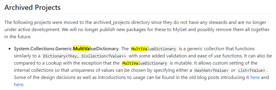 MultiValueDictionary - outdated README.md? · Issue #27359 · dotnet/runtime · GitHub