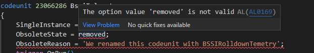 why we are not able to see "Removed" in obsolete state property in code ...