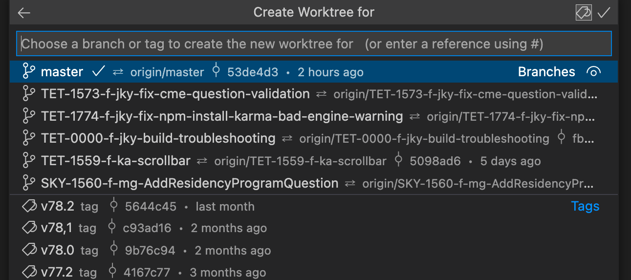 Add Worktree support for creating a new branch · Issue #1977 · gitkraken/vscode-gitlens · GitHub