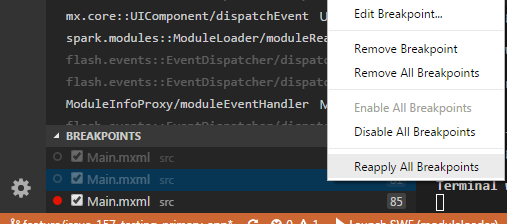 Unverified breakpoints · Issue #251 · BowlerHatLLC/vscode-as3mxml · GitHub