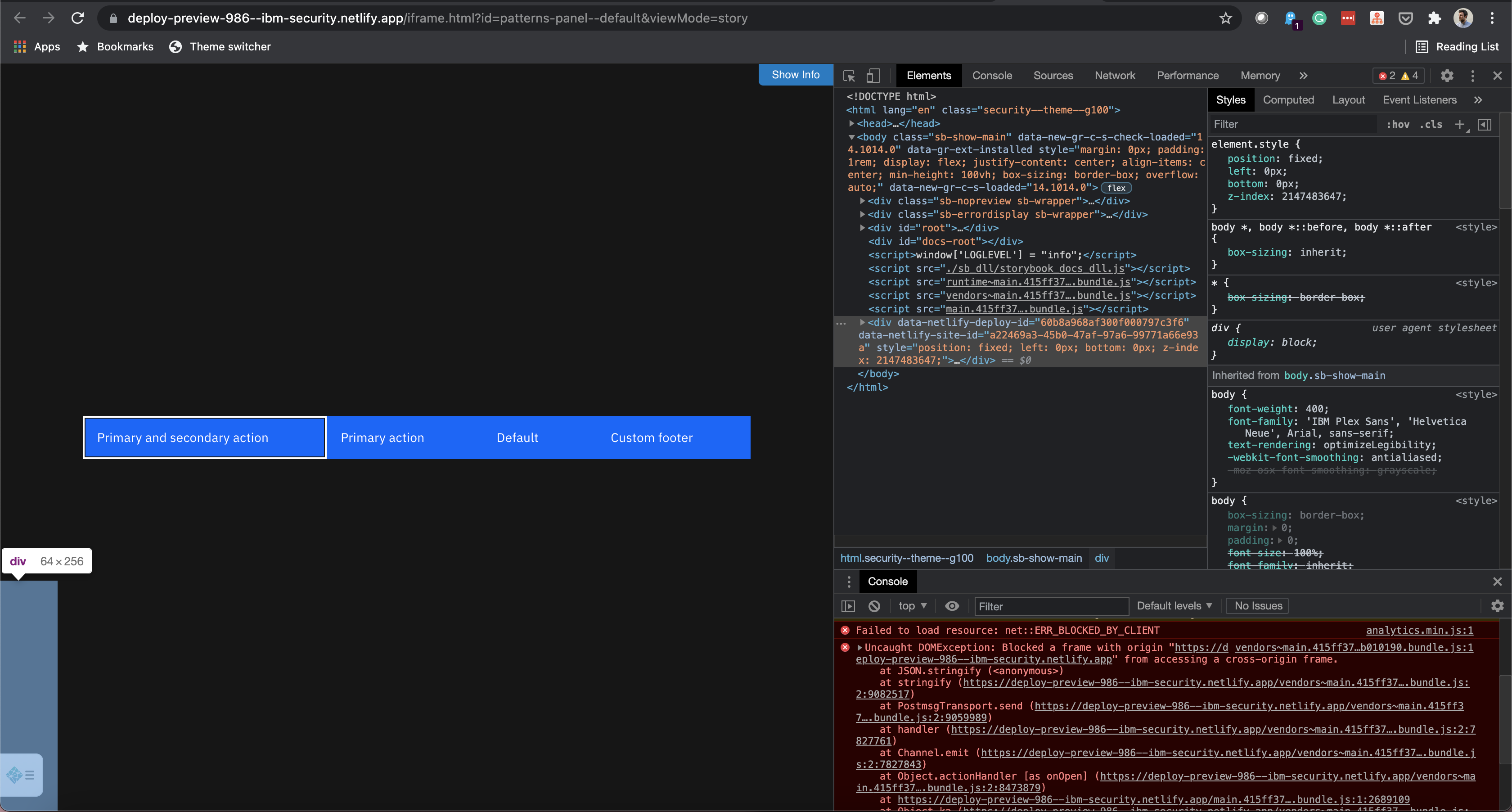 'Blocked a frame with origin ... from accessing a cross-origin frame ...