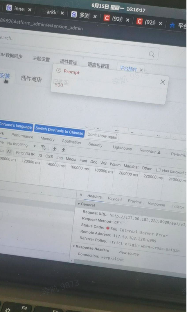 平台插件已安装偶尔报500错误 · Issue #1172 · longguikeji/arkid · GitHub