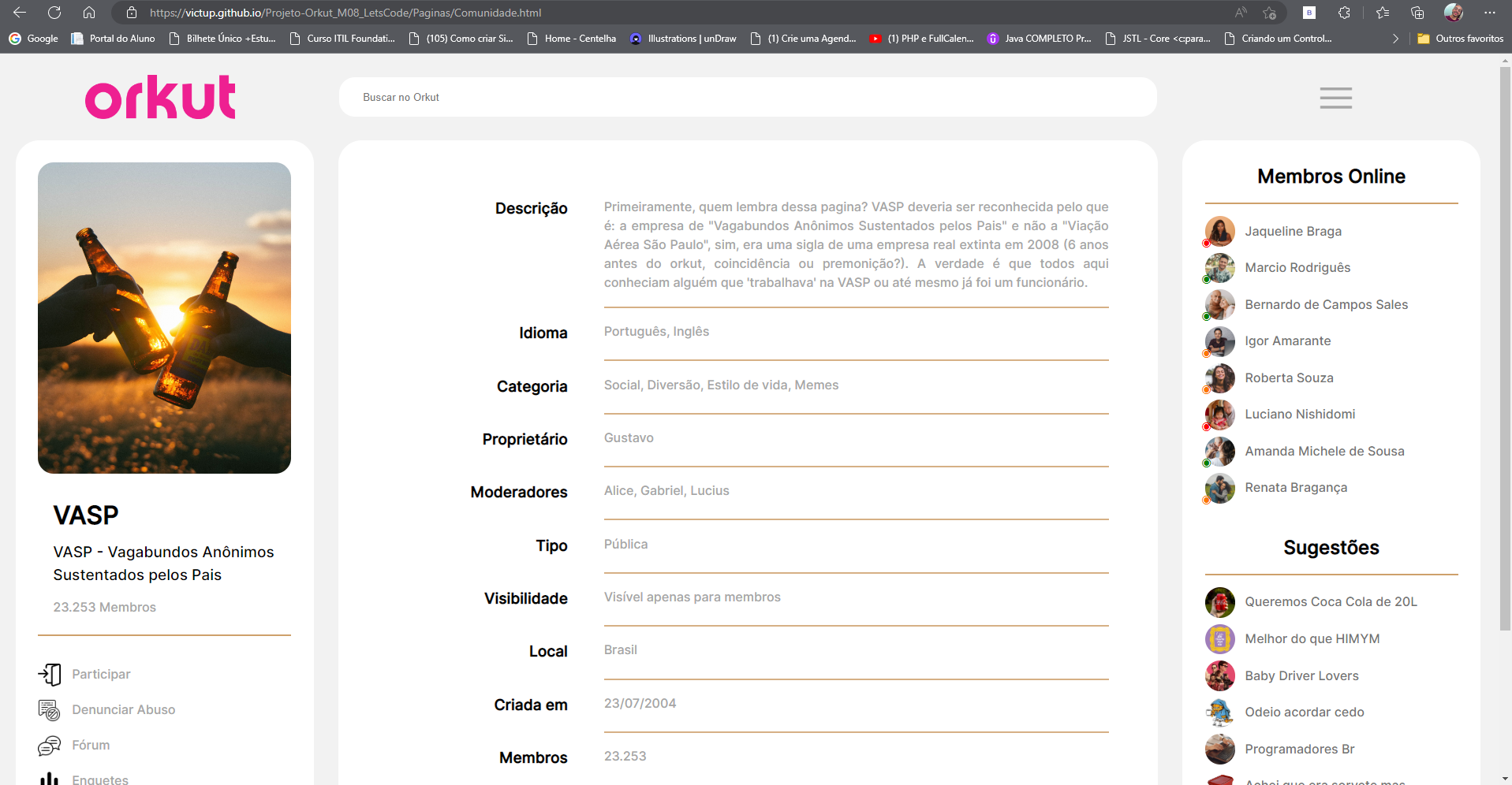 GitHub - teatrologa/Orkut-FrontEnd-Estatico