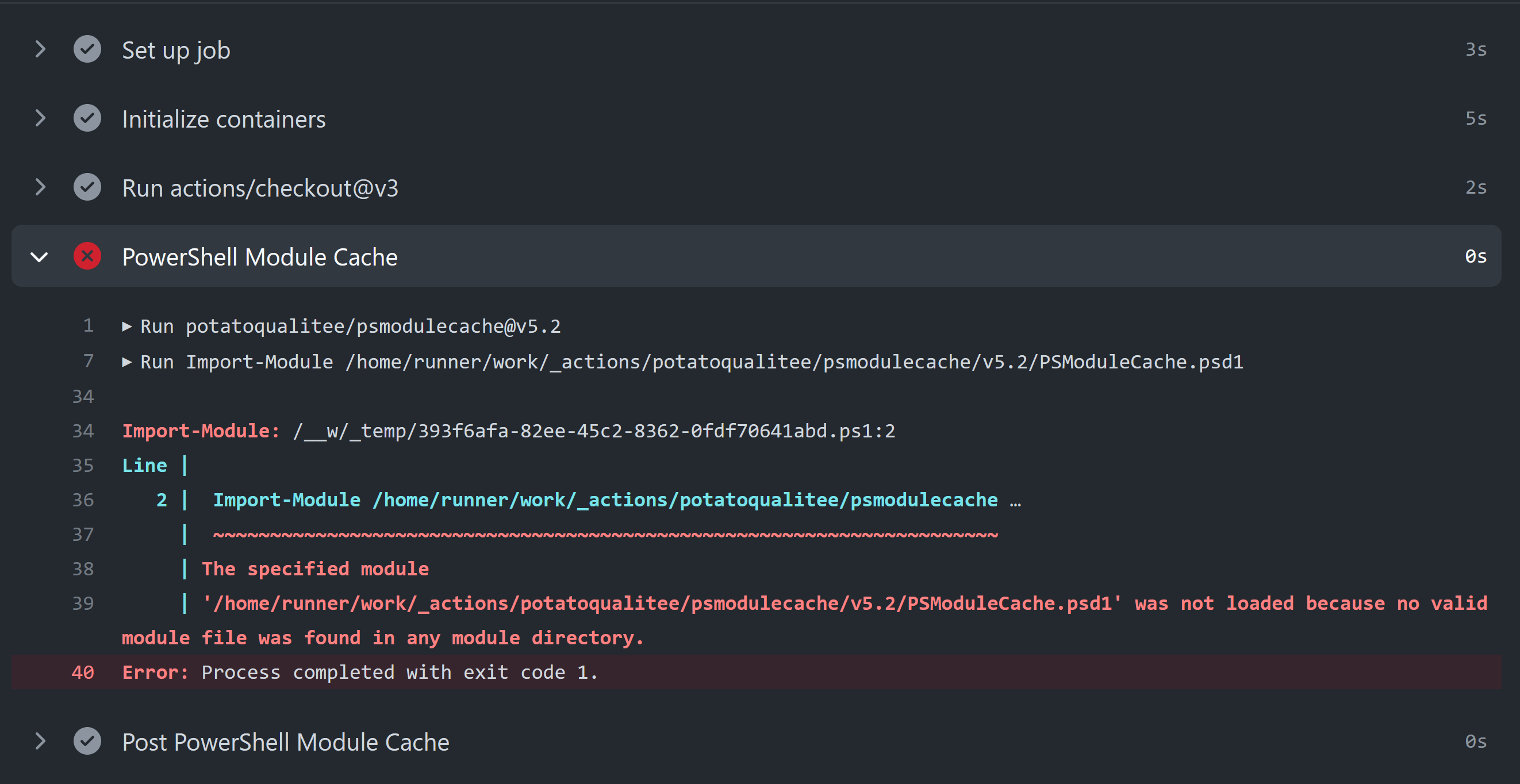 Action fails when used with a container job · Issue #43 · potatoqualitee/psmodulecache · GitHub