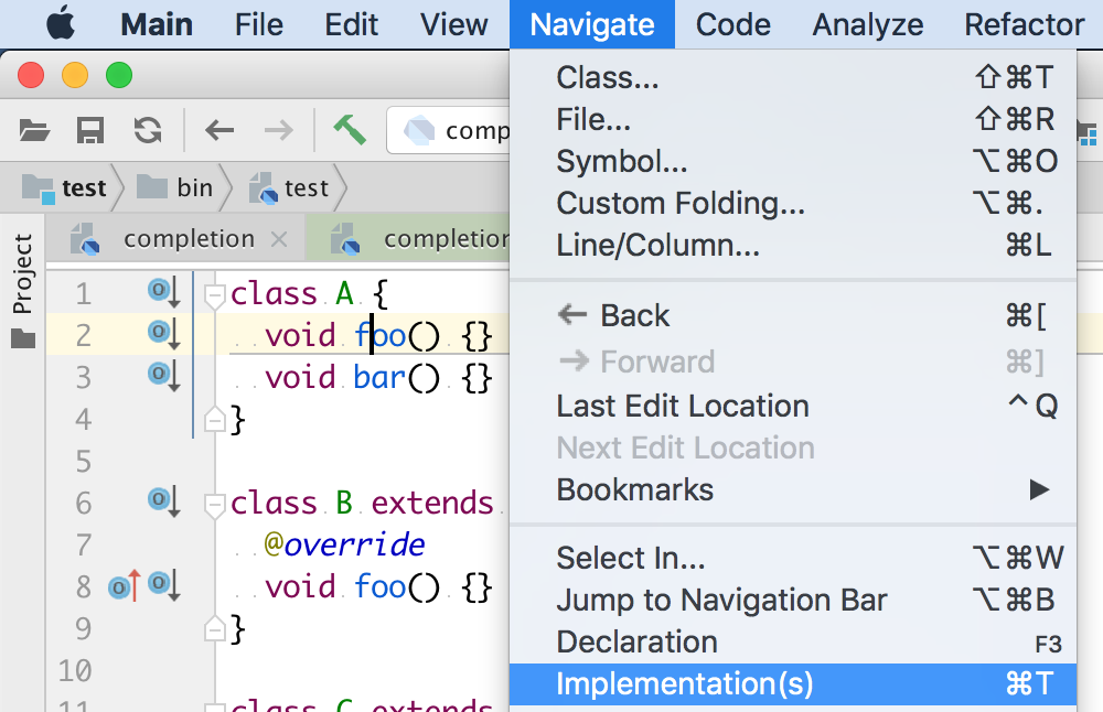 Implement the "Implementations(s)" action · Issue #2258 · flutter/flutter-intellij · GitHub