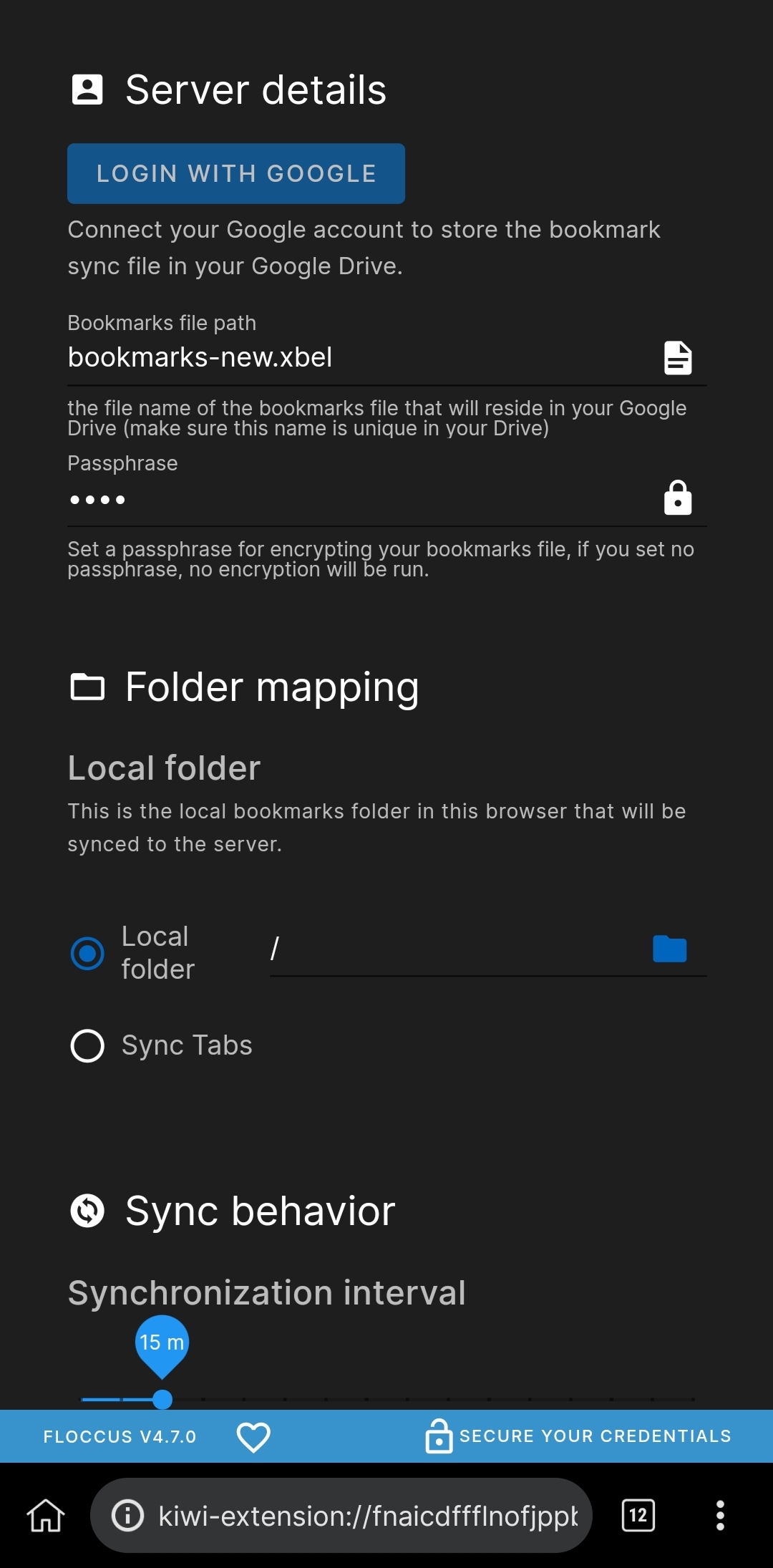 Gdrive login not working on kiwi browser · Issue #942 · floccusaddon/floccus · GitHub