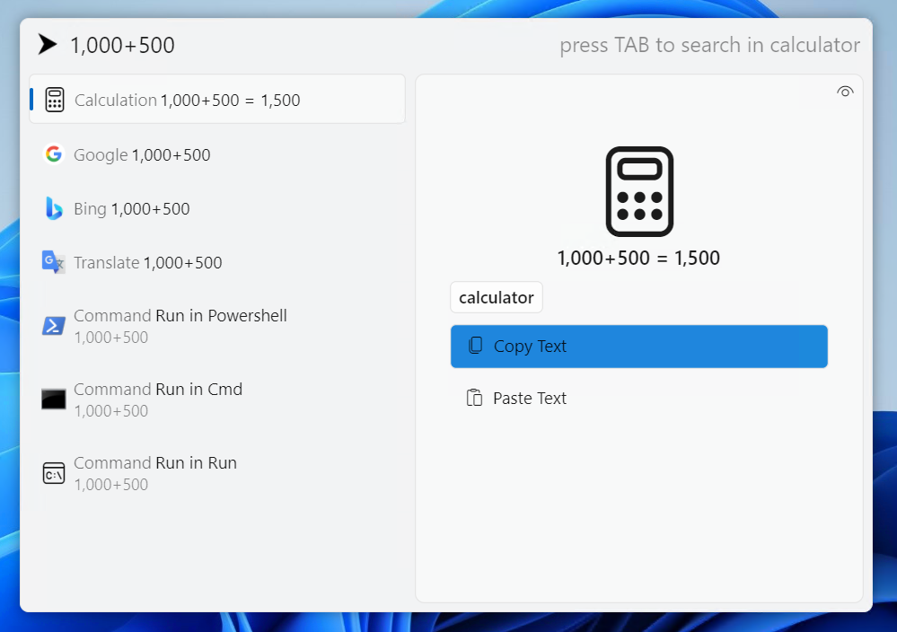 The Calculator should understand thousands separators (1,000 vs 1000 ...