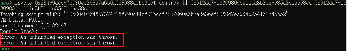 Neo Cli Isnt Able To Show Exception Msg From Smart Contract But Just