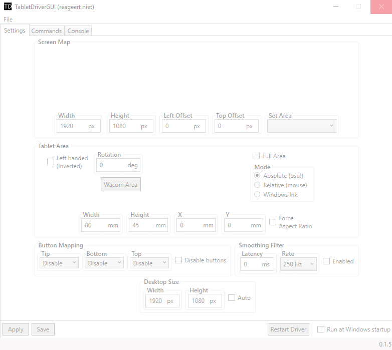 TabletDriverGUI stopped working · Issue #120 · hawku/TabletDriver · GitHub
