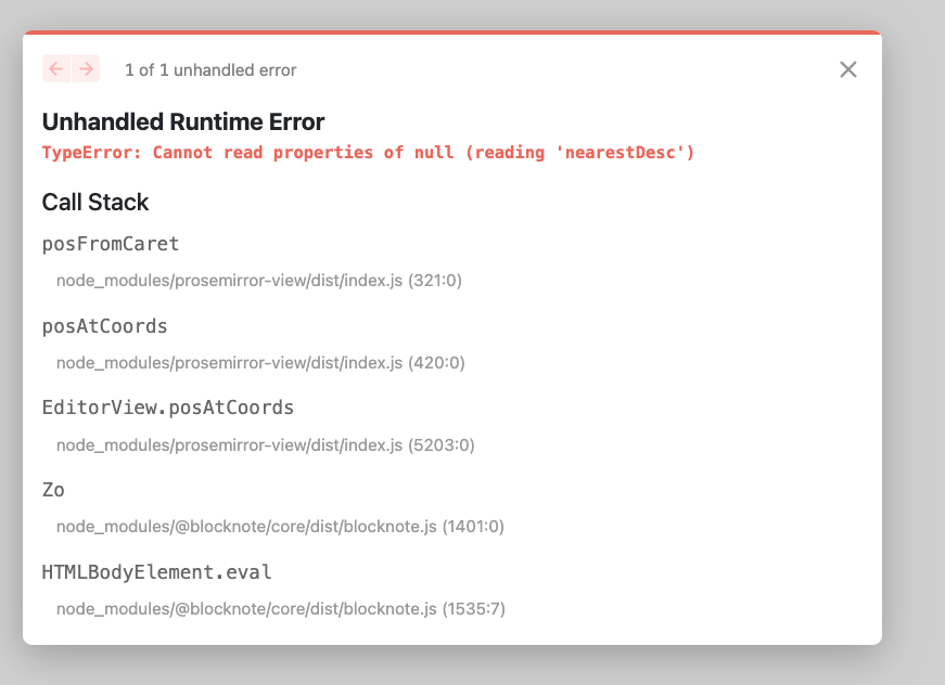 bug: Selecting empty cells causes error in prosemirror · Issue #123 · TypeCellOS/BlockNote · GitHub