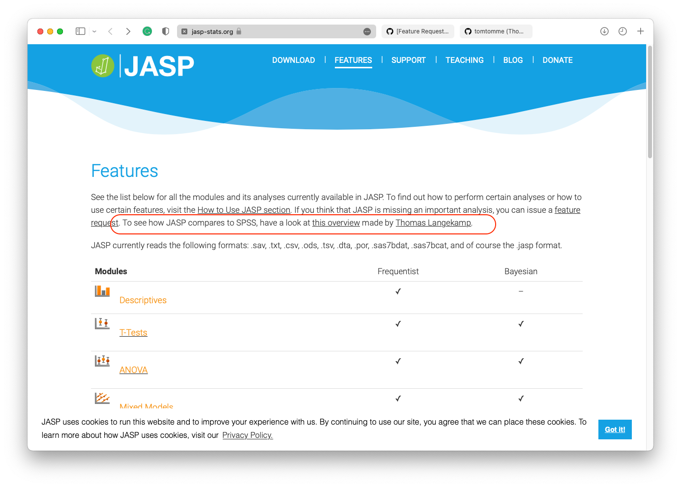[Feature Request]: SPSS vs JASP addition for https://jasp-stats.org/features/ · Issue #1552 ...