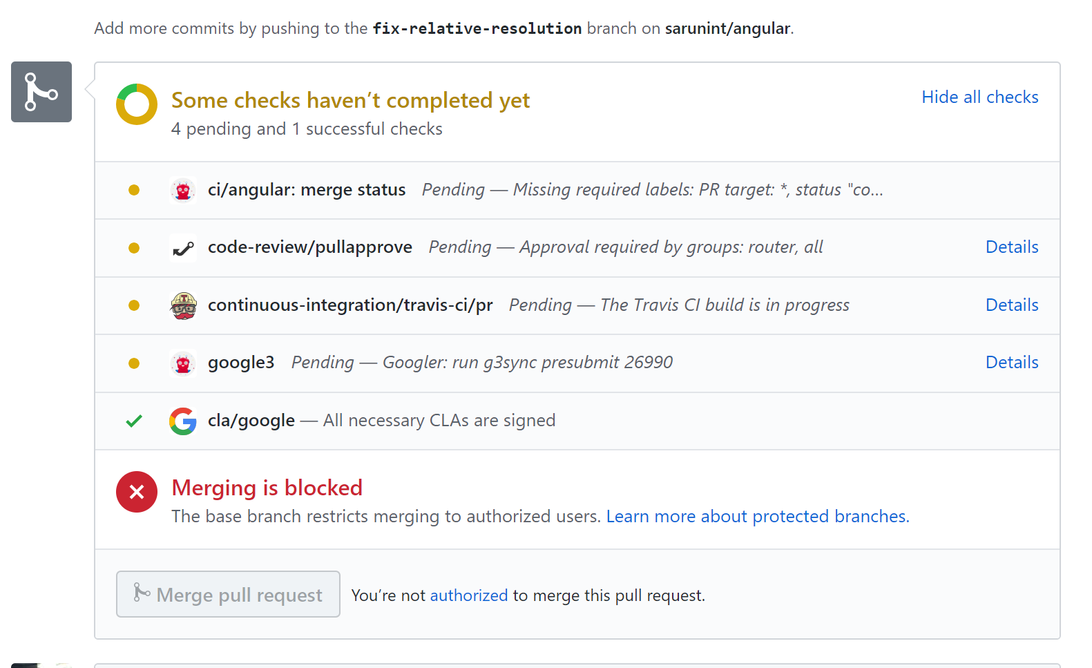 CircleCI does not kick in on PRs after force push · Issue #27020 · angular/angular · GitHub