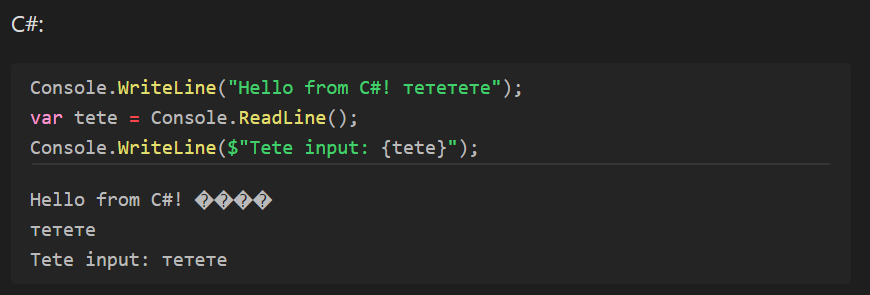 C# encoding problems · Issue #225 · twibiral/obsidian-execute-code · GitHub C# encoding problems · Issue #225 · twibiral/obsidian-execute-code · GitHub
