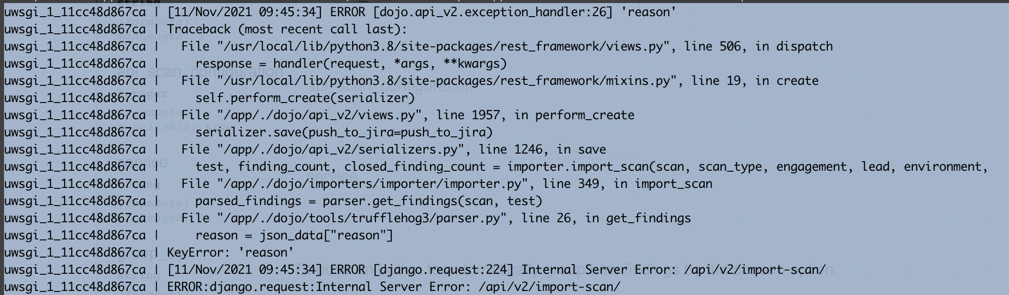 Trufflehog3 import error · Issue #5422 · DefectDojo/django-DefectDojo · GitHub