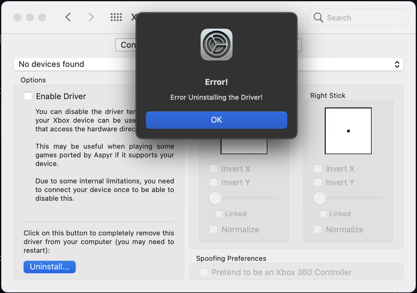 Can't uninstall or install the driver · Issue #1172 · 360Controller/360Controller · GitHub