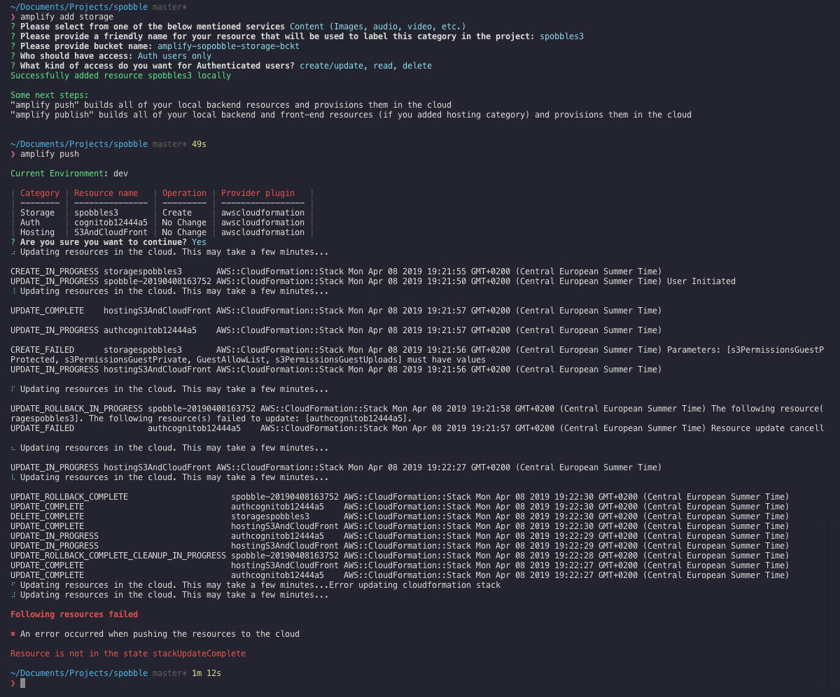 Amplify Push Fails After Amplify Add Storage · Issue 1229 · Aws Amplifyamplify Cli · Github 0769